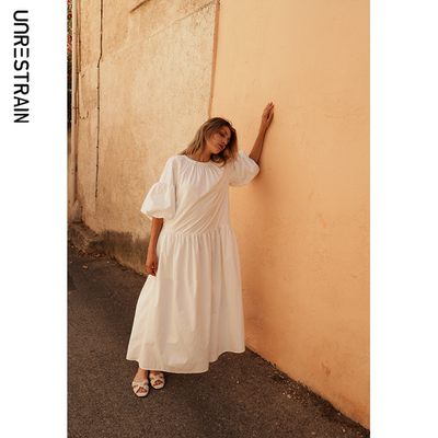 UNR25春夏花苞七分袖连衣裙女