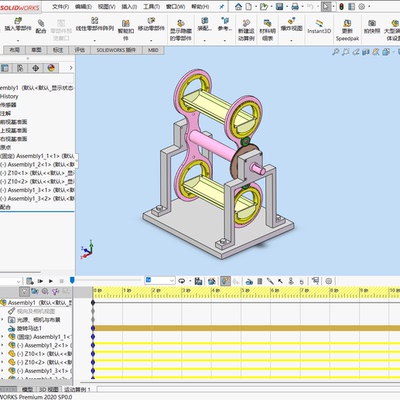 244..旋转式升船机solidworks2020模型带约束和运动仿真参数