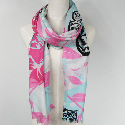 纯羊毛印花两用披肩围巾