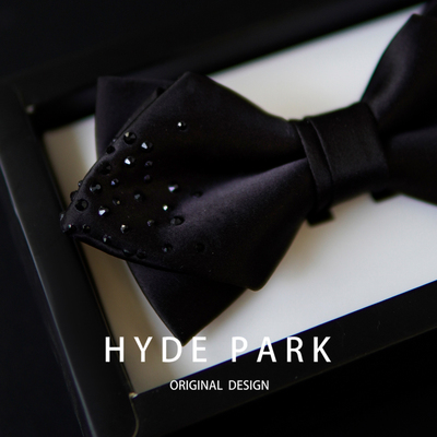 海德公园黑色闪钻婚礼男士领结