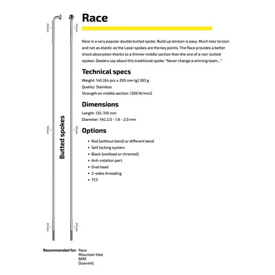 Sapim进口原装Race黑色银色直头弯头车圈公路山地自行车辐条变径