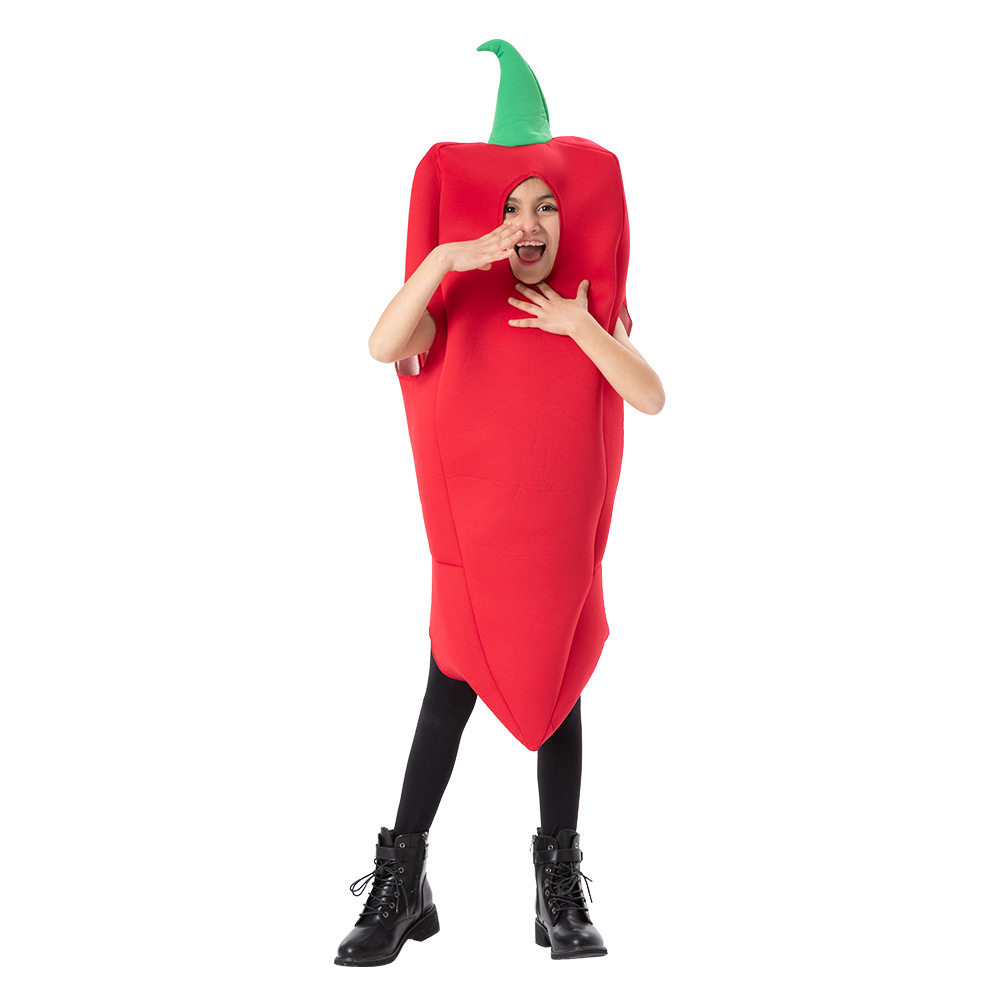 Children Vegetable  Red Pepper Costume 儿童红辣椒蔬菜cos服装