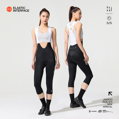 捷酷25年新款双箭头凉感女款公路车背带七分骑行裤自由裁 Iceflow