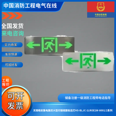 无锡皓安集电集控大型闪银疏散标志灯HS-BLJC-1LROE1W-8001/2系列