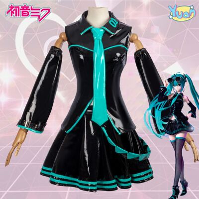 cos服VOCALOID公式服黑色弹力皮衣二次元动漫cosplay