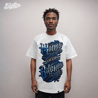 FUNKYSTYLE原创宽松bboy嘻哈美式popping西海岸花体字纯棉短袖T恤