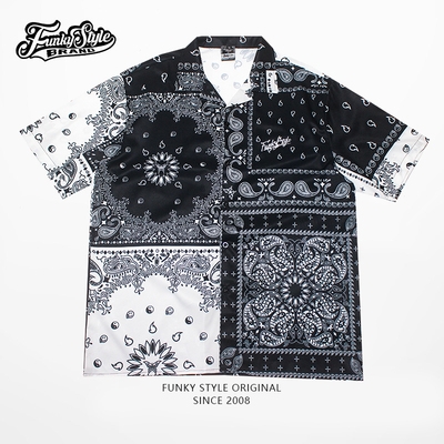 嘻哈腰果花bboy街头情侣size衬衣