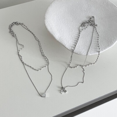 2025韩国东大门paparazzi代购ins爱心双层项链颈链锁骨链百搭大气