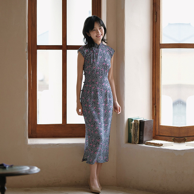 茉茉半开襟复古日常港式棉绸旗袍