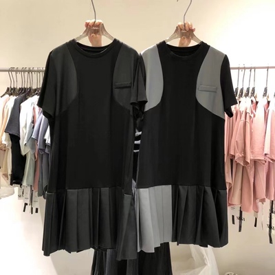 素夏SUSA新款夏连衣裙鱼尾裙摆拼色收腰显瘦撞色时尚设计15608