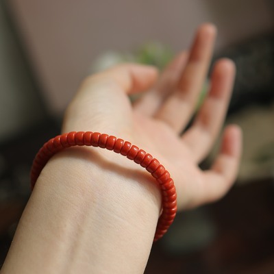 6mm南红药片珠单圈手串红润