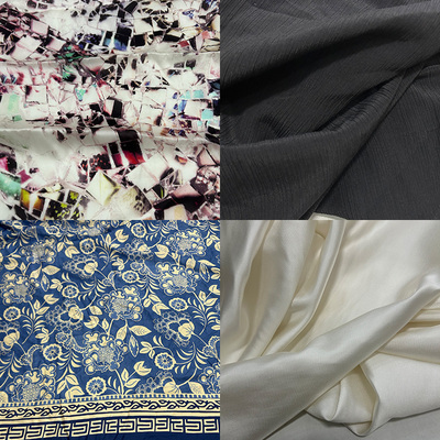蚕之语丝棉丝涤缎绣花顺纡服装料