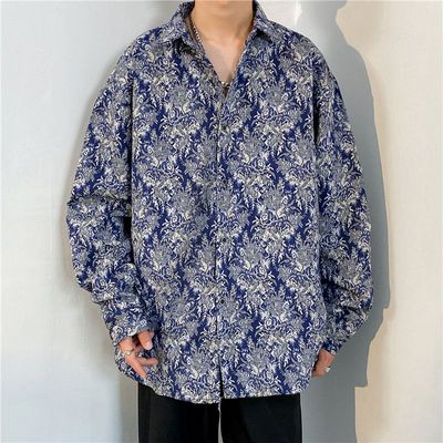 2025秋季新款度假风碎花衬衫男士设计感轻熟小众潮流雅痞绅士衬衣