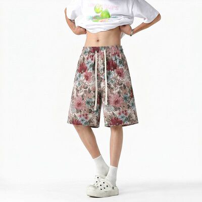 夏季新款民族风提花宽松直筒花短裤男DK6637