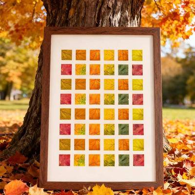 落叶相框摆台48格树叶标本捡秋6宫格秋天叶子画框收集手工