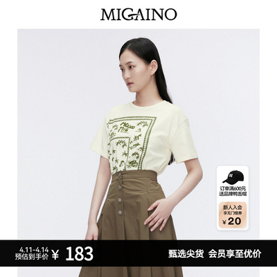 【商场同款】Migaino曼娅奴女装圆领休闲风宽松印花T恤MO22RA023