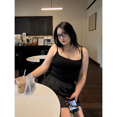 铅笔小鑫大码女装 自带胸垫 大弹力吊带背心打底外穿显瘦