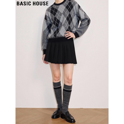 黑色百褶毛呢西装短裙高腰JK裙女