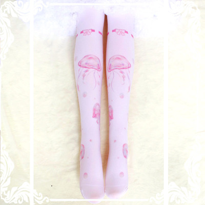 可爱水母lolita连裤袜洛丽塔印花