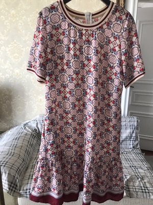 欧洲站高品质女装印花真丝连衣裙下摆褶皱中长款夏季裙子