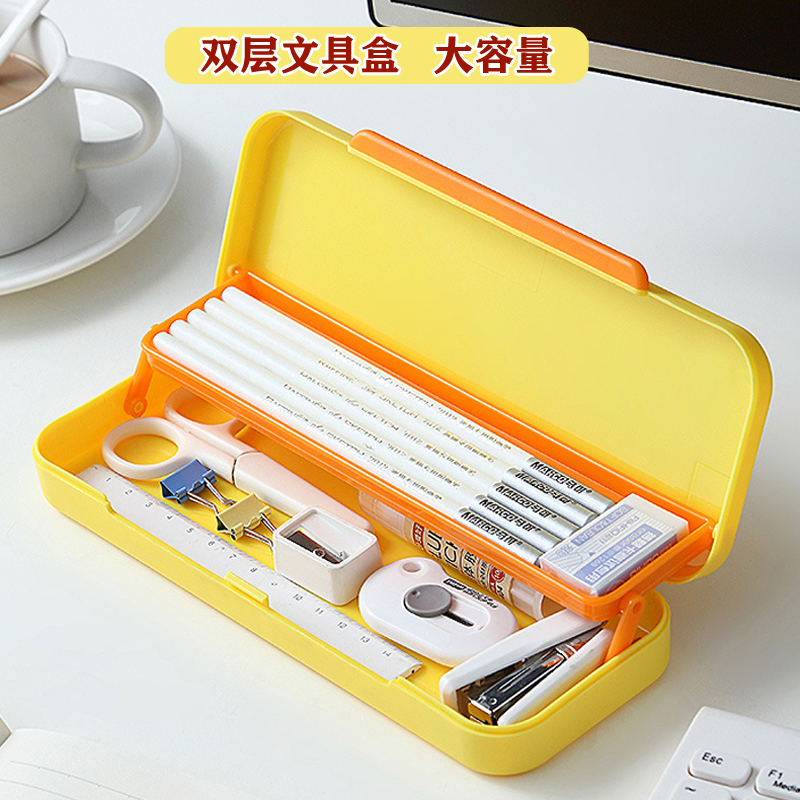 双层文具盒小学生大容量笔盒男孩子女孩创意简约多功能铅笔盒笔袋_虎窝淘