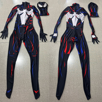 万圣节男成人毒液蜘蛛侠Spiderman连体紧身衣Symbiote Cos战衣服