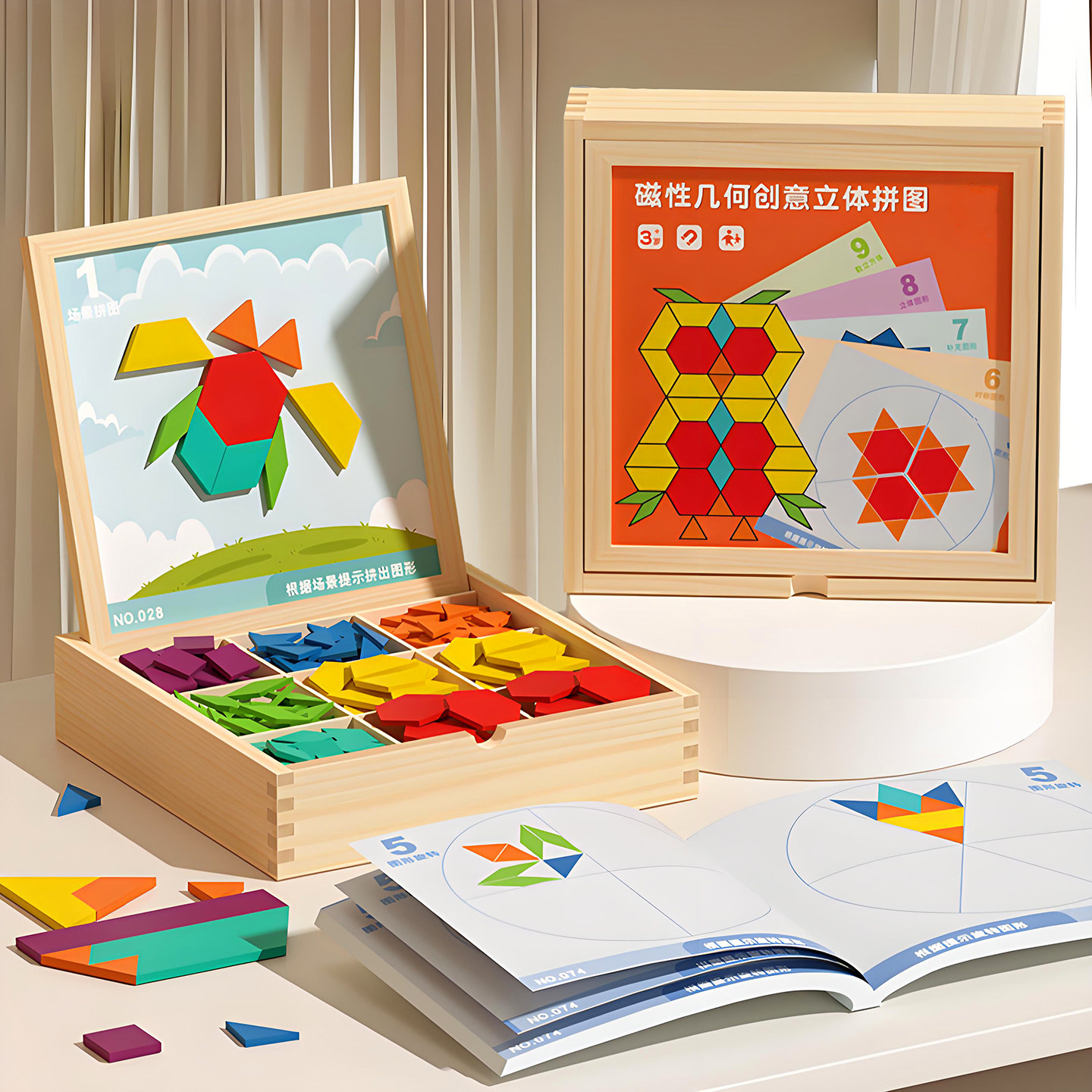 宝宝磁力拼图七巧板几何立体积木小学生益智力专注力训练儿童玩具