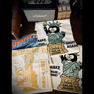 SJ短袖美式复古男女自由女神T恤