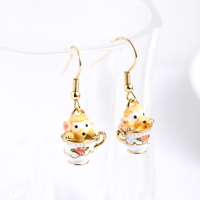 欧美黄铜女生小钻小动物耳环