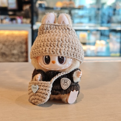仅娃衣]17cm毛衣帽子挎包钩织套装创意搪胶bubu玩偶配件