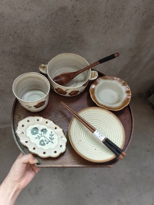 LLHOME 花花世界 一人食餐具碗盘杯套装精致小众餐具
