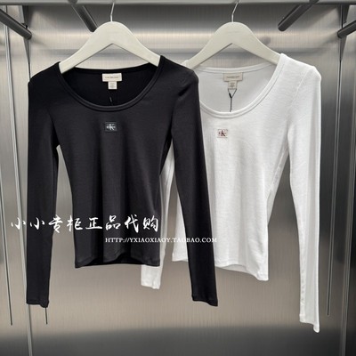 CKJeans大U领修身长袖T恤