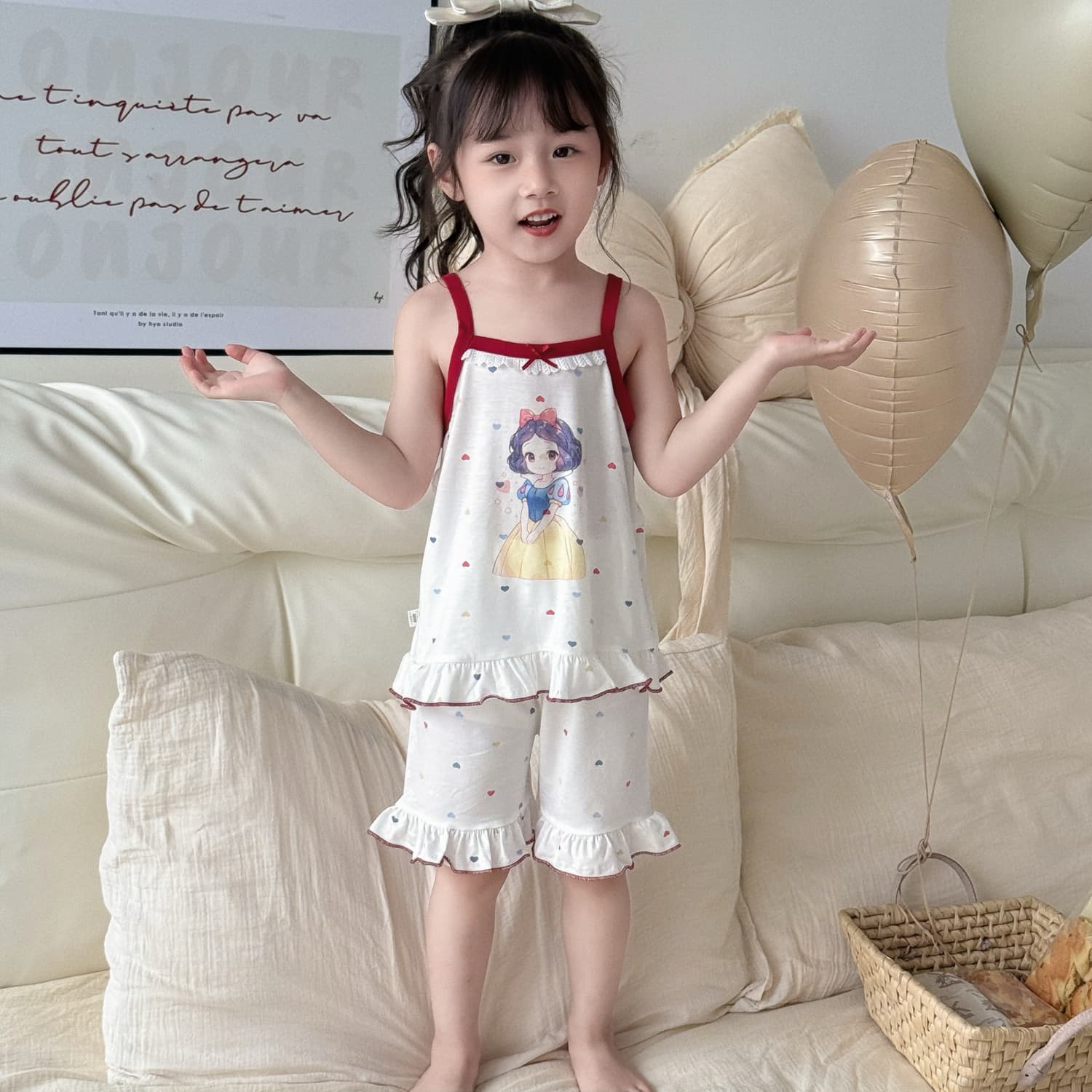 【7A抗菌】女宝夏季薄款天丝吊带睡裙套装女童空调服公主小花边