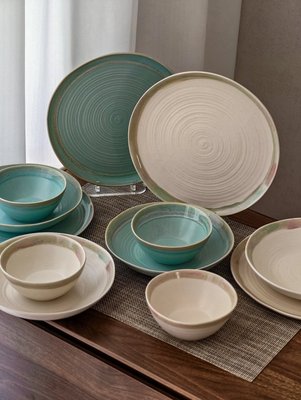 清仓正品6件套69.9！lock&lock翡翠映月餐具饭碗*2+小碟*2+大碟*2