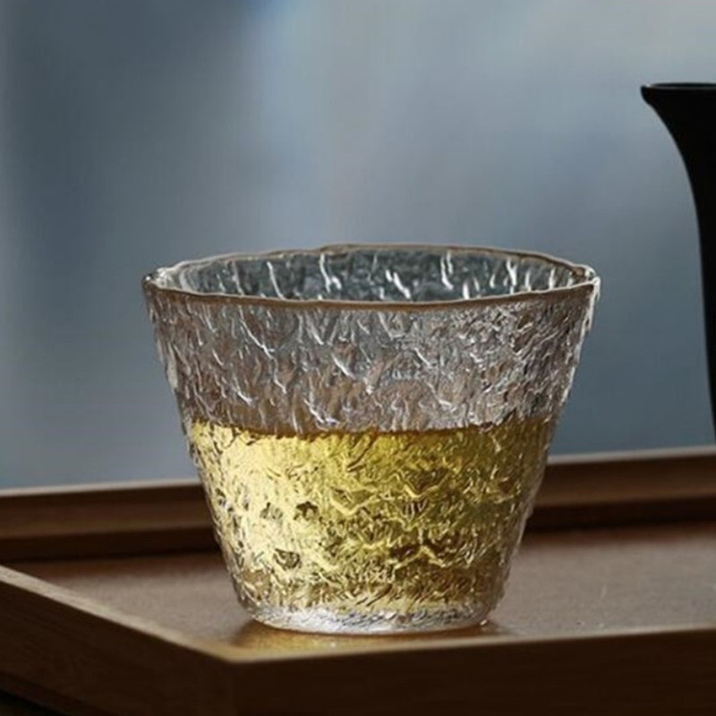 创意锤纹耐热玻璃酒杯初雪杯铭品杯个性主人杯家用清酒杯功夫茶杯