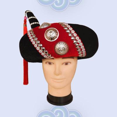 彝族长角男帽牛角帽舞蹈演出头饰彝族羌族土家族瑶族少数民族帽子