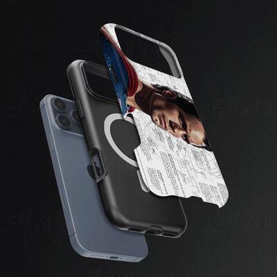 超人艺术插画磨砂磁吸手机壳大孔亮面硬壳适用苹果iphone18promax华为PURAXVIEW1加ACE2VIQOOZ9X
