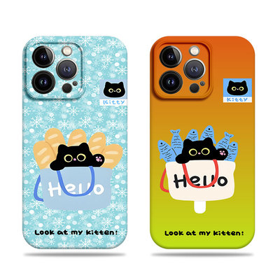 苹果17promax猫咪面包鱼菲林情侣手机壳适用苹果华为红米K70E三星S24ULTRAIQOO11PROMATE40PROVIVOY300PRO