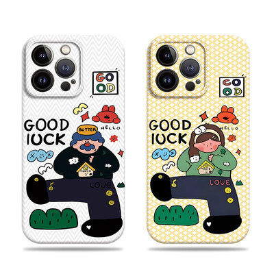 苹果17promax插画大叔女孩菲林情侣手机壳适用苹果华为OPPOA97NOVA13MATE50PROIQOO12PROP70PRO