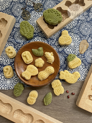 迷你绿豆糕月饼模具木质食品级