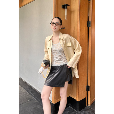 AME  时装裙裤   百搭显瘦速干半身裙A字双层气质裙裤ZE01KZHJ555