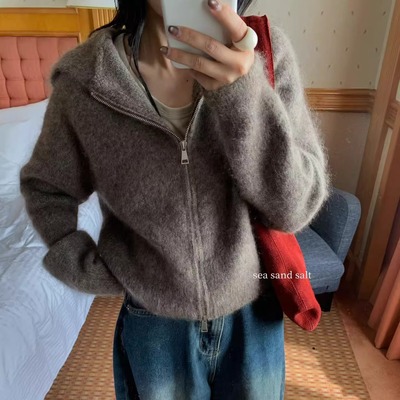 sea sand salt 毛感jue了！超长拉毛百搭马海毛气质宽松加厚外套