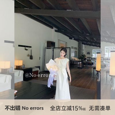 不出错 No errors 气质优雅蝴蝶结收腰连衣裙
