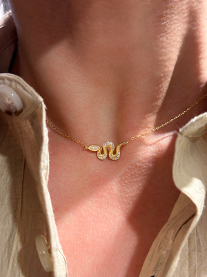 museden纯银灵蛇锁骨链