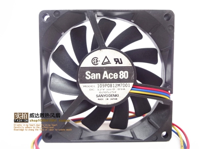 三洋 8015 12V 0.09A 超薄机箱 4线PWM温控静音风扇109P0812M7D01