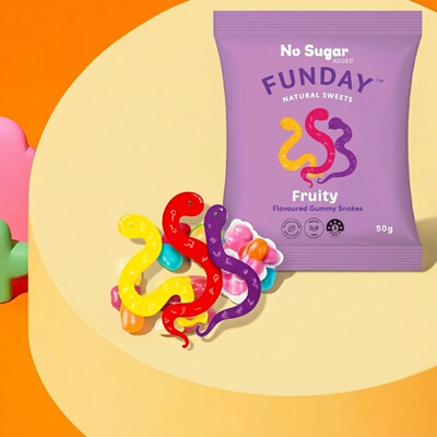 FUNDAY  无添加糖天然水果味蛇仔软糖热情果+黑加仑子+覆盆子夹糖