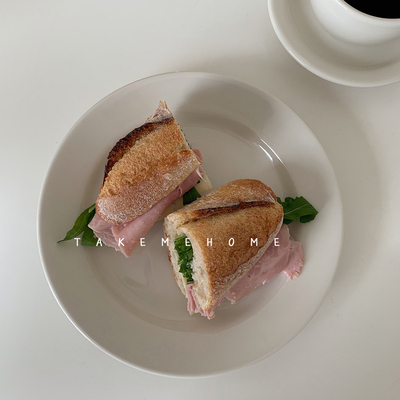 takemehome乳白宽边圆盘意面盘子面包盘早餐甜品盘店用brunch餐盘
