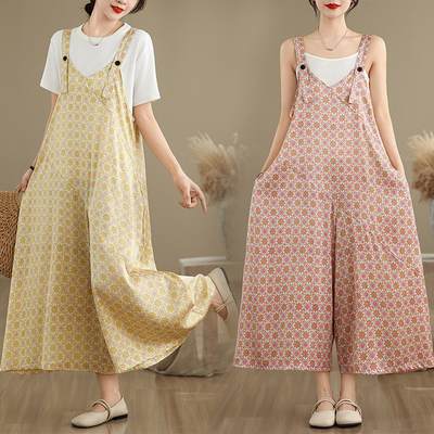 气质个性连体裤夏季新款宽松显瘦休闲减龄背带阔腿裤吊带裙裤女裤