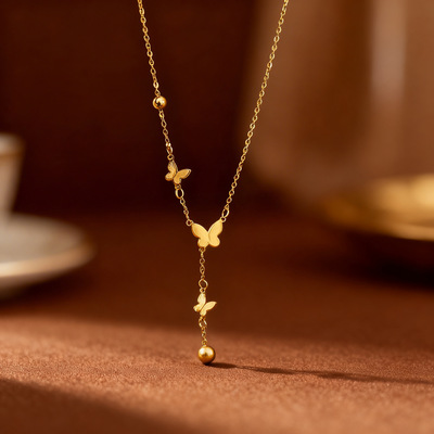 精致流苏蝴蝶项链女款轻奢小众设计气质百搭ins高级感锁骨链1041