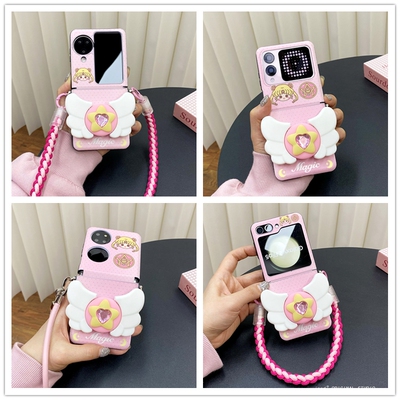 动漫可爱百变小樱支架适用三星zflip6/5/4/3折叠屏手机壳新款pocket2保护套n3flip小米mixflip荣耀magicvflip